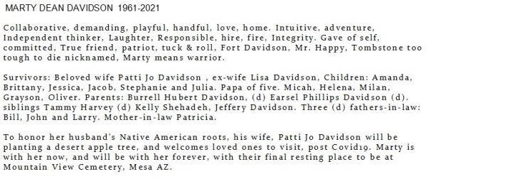 MARTY DEAN DAVIDSON Obituary - Davenport, IA